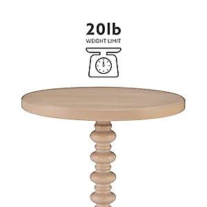 Powell Natural Tarkin Round Wood Turned Spindle Pedestal Side Accent Table
