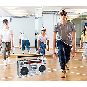 Riptunes Boombox Radio Cassette Player Recorder, AM/FM -SW1/SW2 Radio, Wireless Streaming, USB/Micro SD Slots, Aux in, Headphone Jack, Convert Cassettes to USB/SD, Classic 80s Style Retro, Black