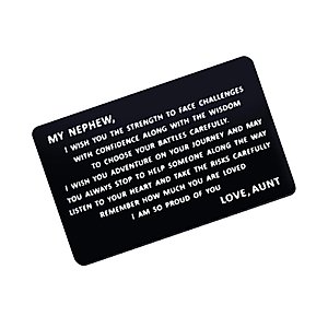 Nephew Gifts From Auntie Aunt Engraved Wallet Card Inserts Inspirational Gifts Card To My Nephew Gift Encouragement Metal Wallet Inserts Card Motivational Gift Christmas Graduation Birthday Gift