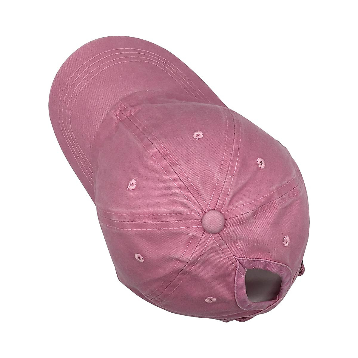 Waldeal Girls' Cute Ponytail Hat Distressed Adjustable Kids Plain Baseball Dad Cap Pink