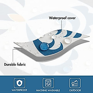 MIULEE Outdoor Waterproof Throw Pillow Covers Set of 4 Fall Boho Floral Pattern Farmhouse Luxury Decorative Square Pillowcases for Chair Patio Garden Couch Tent Balcony Sofa 18x18 Inch Blue