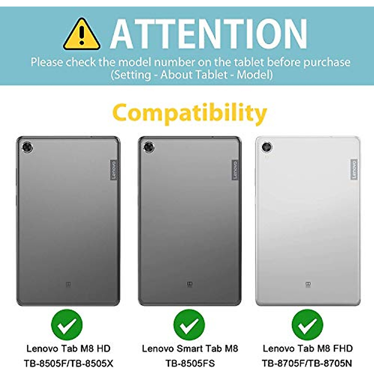 Herize Case for Lenovo Tab M8 HD TB-8505F TB-8505X / Smart Tab M8 TB-8505FS/ Tab M8 FHD TB-8705F with Pen Holder Screen Protector | Three Layer Sturdy Rubber Case W/Stand Hand Strap Shoulder Strap