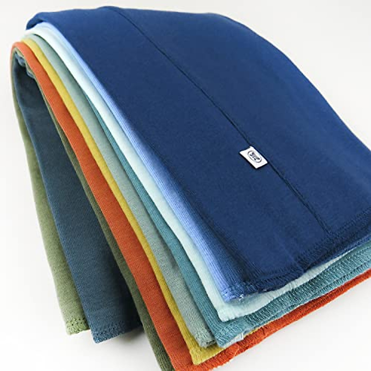 HonestBaby Organic Cotton Knit Tri-fold Burp Cloths Multipack, 10 Pack Rainbow Gems Blues, One Size