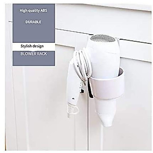 JWCE SHOP Hair Dryer Rack Over-The-Cabinet Hair Dryer Holder, Holster for Master, Guest, Kid's Bathroom, Vanity, 5.4" x 4" x 3.4" - White