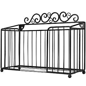 MyGift Black Metal Bathroom Paper Towel Holder with Scrollwork Design, Trifold Z-Fold Dispenser, Wall Mounted Commercial Folded Disposable Paper Towel Rack