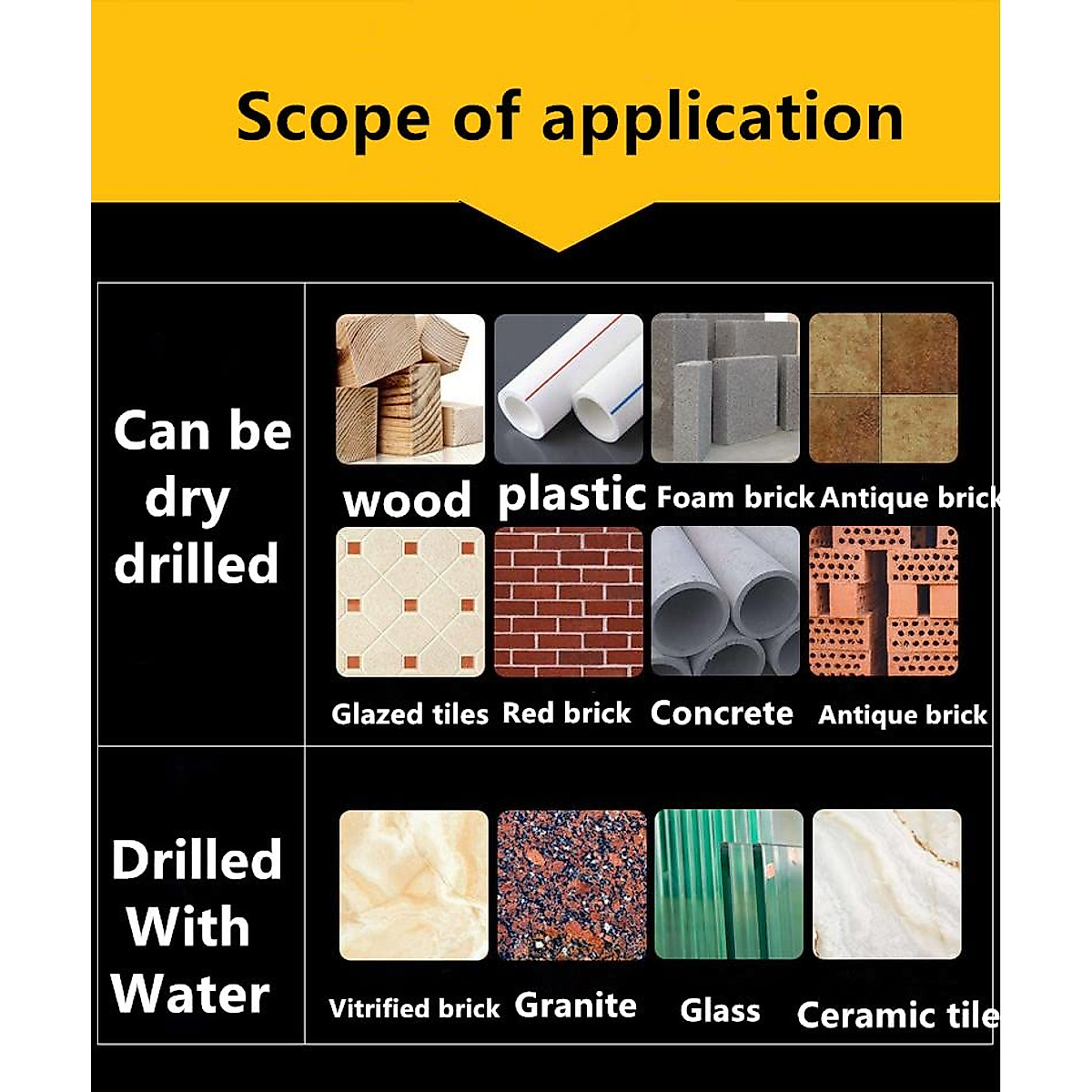 MOOKEENONE 6Pcs* Drill Bits, Tipped Ceramic Tile Cutter with 1/4" Hex Shank Triangle Hole Drill for Concrete Wall Glass