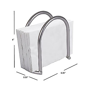 Metal Napkin Holder For Table, By Home Basics (Satin Nickel Finish) | Napkin Holders For Kitchen | Contemporary and Modern Napkin Holders