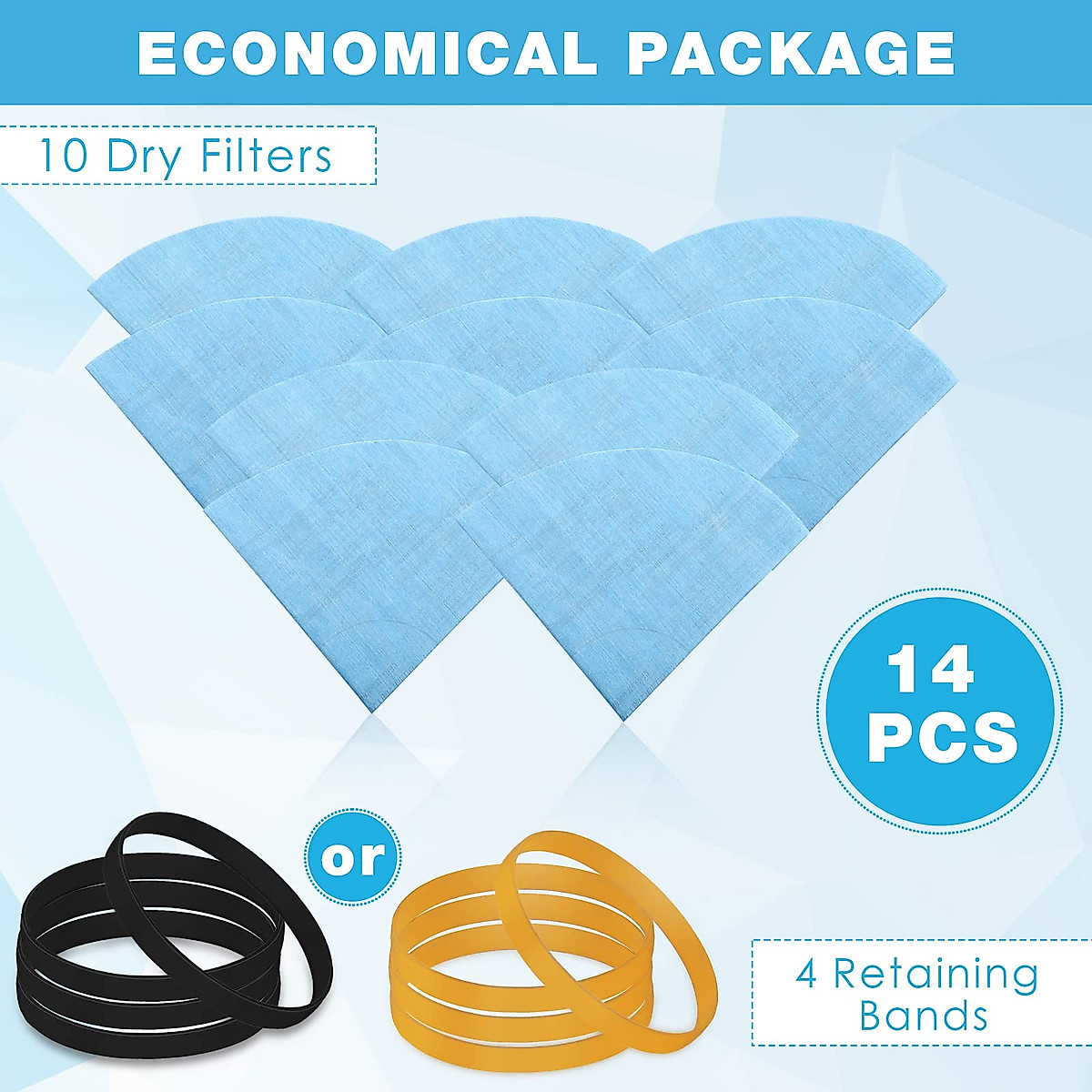 Tegeme 10 Pieces Wet Dry Vac Filter Vf2002 Dry Disc Vacuum Filters Compatible with Shop-vac Wet Dry Vacuum Cleaners with 5 Gallon and Larger, with 4 Pieces Retaining Bands, Reusable