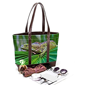 TBOUOBT Handbags for Women Fashion Tote Bags Shoulder Bag Satchel Bags, Green Leaves Change Dragon