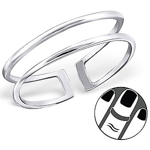 ICYROSE 925 Sterling Silver set of 3 Bow, Plain Pointed, Double Connected Above Knuckle Ring Mid Finger Top