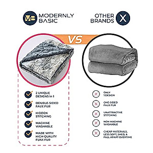 Faux Fur Throw Blanket for Bed, Sofa and Couch - Luxury Double Sided Soft Blanket - Fuzzy Blankets & Throws Warm Blanket - Cozy Blanket – 50 x 65 Inches