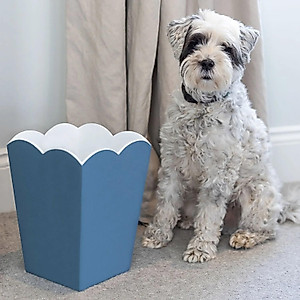Addison Ross Scallop Waste Bin in Denim and White - Lacquer Finish
