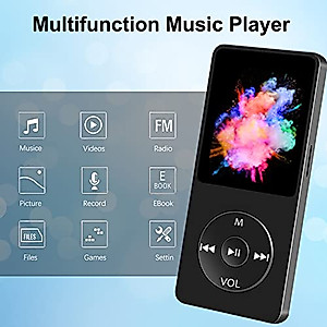 Music Player Bluetooth, Aigital MP3&MP4 Music Player with Speaker Built-in, 32GB Portable Digital Lossless Music Player for Kids, FM Radio/Recorder/Ebook/Clock, 128G Expanded, Earphone Included