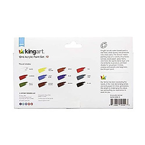 KINGART Studio Acrylic Paint, 12 ml (.4oz), Set of 12 Colors