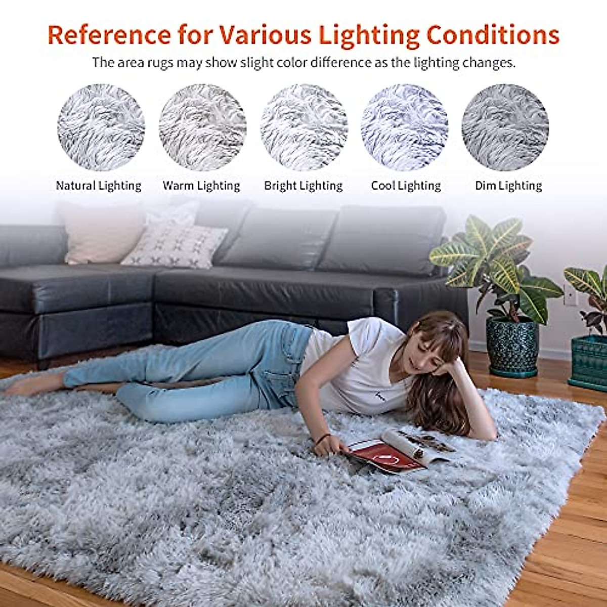 Aternoon 5.3 x 7.5 Feet Shag Area Rugs, Super Soft Fluffy Shaggy Rug Floor Carpet for Living Room, Children Bedroom, Nursery Play Room, Home Decor, 5x8