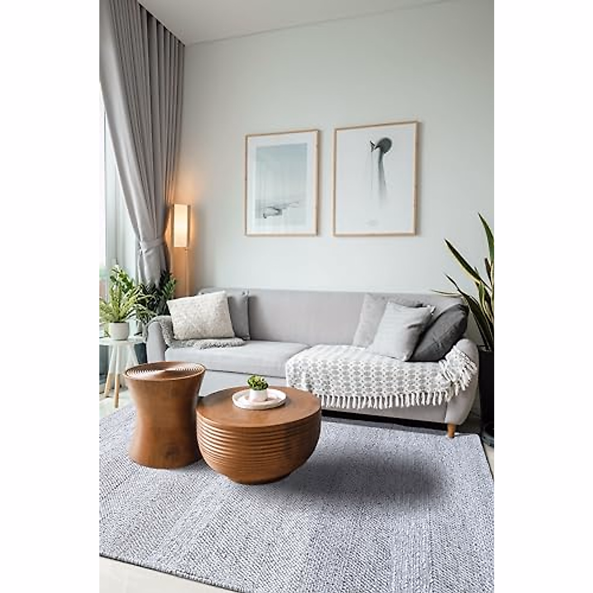 Catia Curated Home Interiors - Clara Collection - Handwoven Wool Area Rug Soft, Living Room, Bedroom. Non Slip. Modern Textured Neutral Farmhouse Contemporary Carpet. 6 x 9 Grey. Home Decor Aesthetic