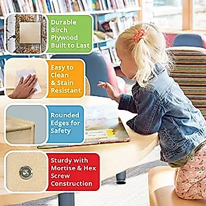 Contender Bookshelf with Reading Nook, Storage Bench for Kids, Toy and Book Organizer, Absolute for Daycare, Kids Room, Playroom, Preschool in Natural Finish