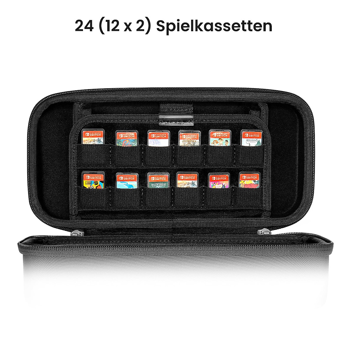 tomtoc Carrying Case for Nintendo Switch/OLED Model, Large Travel Switch Case with Pocket for Pro Controller, Joy con Grip or AC Adapter, Protective Portable Carry Case with 24 Game Cartridges