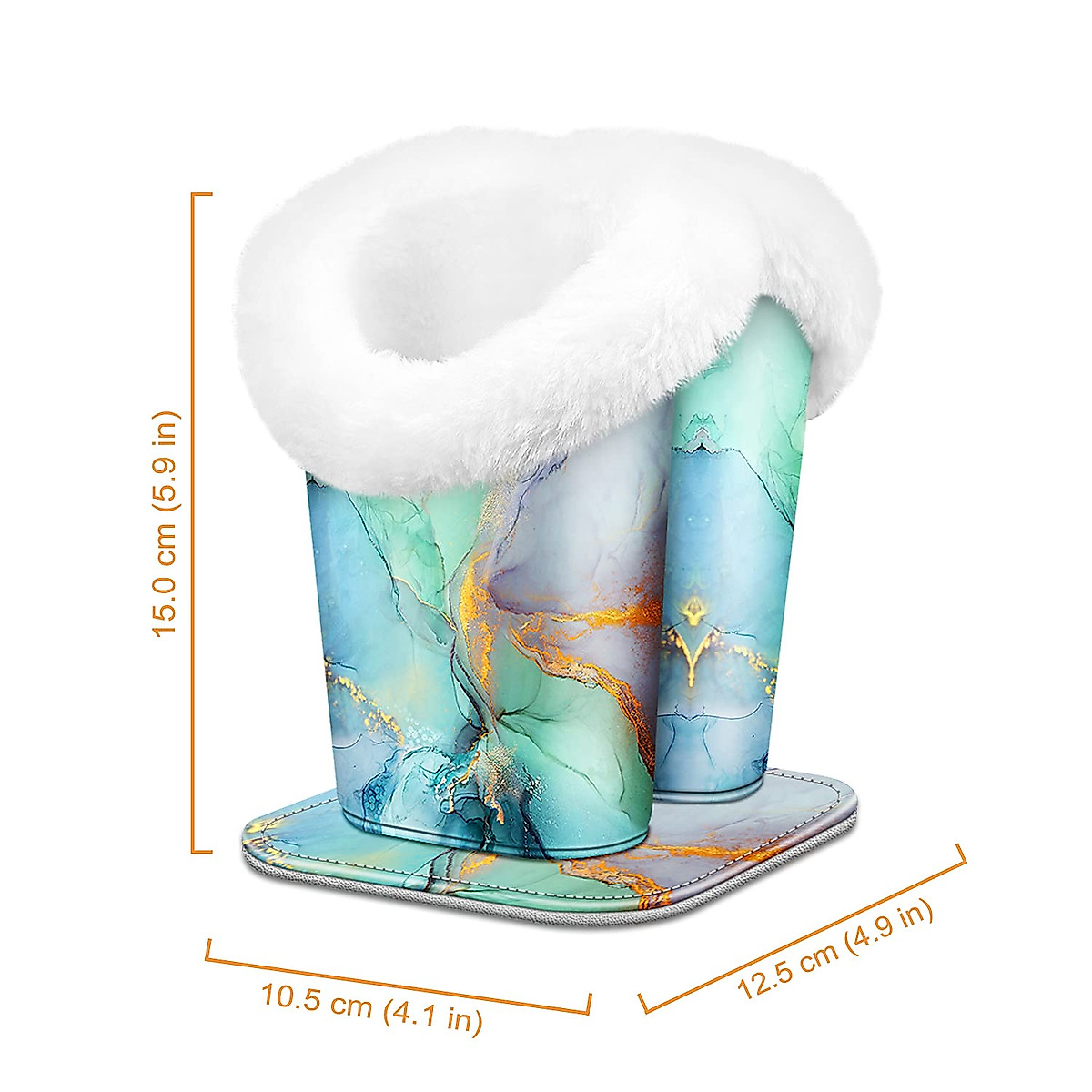 Fintie Plush Lined Double Eyeglasses Holder with Magnetic Base- Anti-scratch Premium Vegan Leather Glasses Stand Case, Emerald Marble