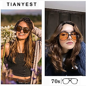 TIANYESY Classic Vintage Aviator Sunglasses for Women Men Large Frame Retro 70s Sunglasses