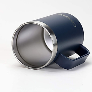 Congela stainless steel insulated coffee mug with 2 lids and big handle, tea cups with replacement lids, travel coffee mug tumbler for camping(18OZ Navy)