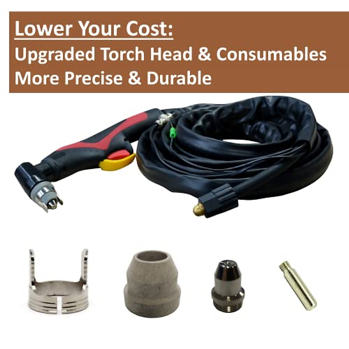 LOTOS LTPDC2000D Non-Touch Pilot Arc Plasma Cutter Tig Welder and Stick Welder 3 in 1 Combo Welding Machine,½ Inch Clean Cut,Brown