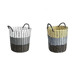 TBGFPO Extra Large Woven Cotton Rope Storage Basket Blanket Storage Baskets, Laundry and Toy Storage, Nursery Hamper - (Color : D)