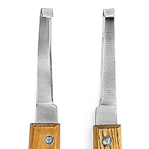 QWORK Hoof Knife Set, Left and Right Hand Razor Edge Shaped, Stainless Steel