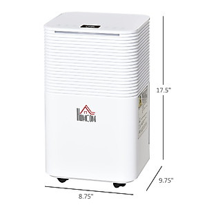 HOMCOM 1260 Sq. Ft Portable Electric Dehumidifiers with 3 Color Lights, LED Display, Quiet Dehumidifier for Basements, Bedroom, Bathroom, Closet, RV, 21pt/Day, White