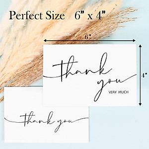 NESCCI 24 PCS Thank You Cards With Envelopes,4x6 Inch Minimalistic Design, Thank You Notes for Wedding,Bridal Shower, Business, Baby Shower, Small Business, Funeral, Graduation(White)