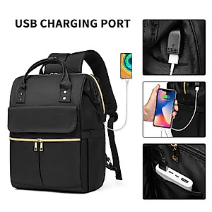 seyfocnia Laptop Backpack for Men,15.6 Inch Computer Bags for Laptops for Men Travel Backpack Purse Nurse Teacher Backpack College Work Bags Waterproof Laptop Backpack for Women with USB Port,Black