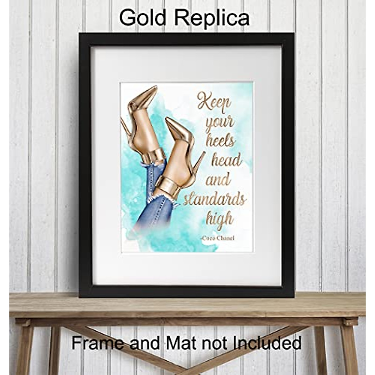 Motivational Quote Wall Art - Glam Wall Decor - Inspirational Gift for Women, Designer Shoes Fan, Couture Fashionista - Luxury Home decoration for Bathroom, Living room, Girl Teens Bedroom