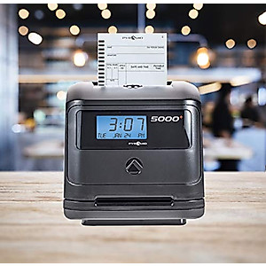 Pyramid Time Systems, Model 5000 Auto Totaling Time Clock, Handles up to 100 Employees, Made in USA, black