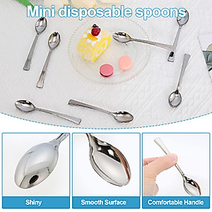 100PCS Mini Plastic Spoons,Silver Plastic Mini Spoons,Disposable Mini Dessert Spoons 4.5 Inches,Mini Tasting Spoons Appetizer Spoons Perfect for Coffee Espresso Cake Desserts Appetizers