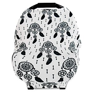 Premium Soft - Nursing Breastfeeding Cover Scarf, Baby Car Seat Cover - Multi Use Nursing Cover Pattern - Ideal Grocery Cart Cover and Highchair - Stretchy Canopy - Dream Catcher by GUFIX