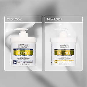 Advanced Clinicals Retinol Cream Face Moisturizer | Crepey Skin Care Treatment | Fragrance Free Body Lotion Targets Look Of Crepe Skin, Wrinkles, & Sagging Skin, 16 Oz (2-Pack)
