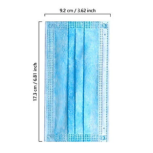 Wecolor 100 Pcs Disposable 3 Ply Earloop Face Masks, Suitable for Home, School, Office and Outdoors (Blue)
