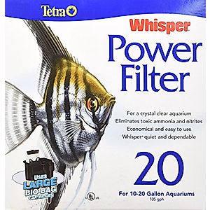 Tetra Whisper Power Filter for Aquariums, 3 Filters in 1, Up to 20-Gallons