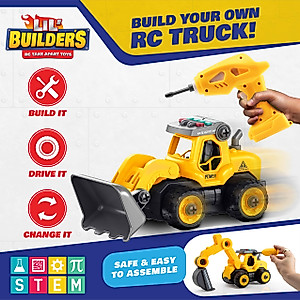 USA Toyz Lil Builders Take Apart Construction Toy for Kids - 4-in-1 Take Apart Truck with Drill, 34pc RC Truck STEM Toy Construction Vehicle Building Take Apart Toys with Electric Drill Remote Control