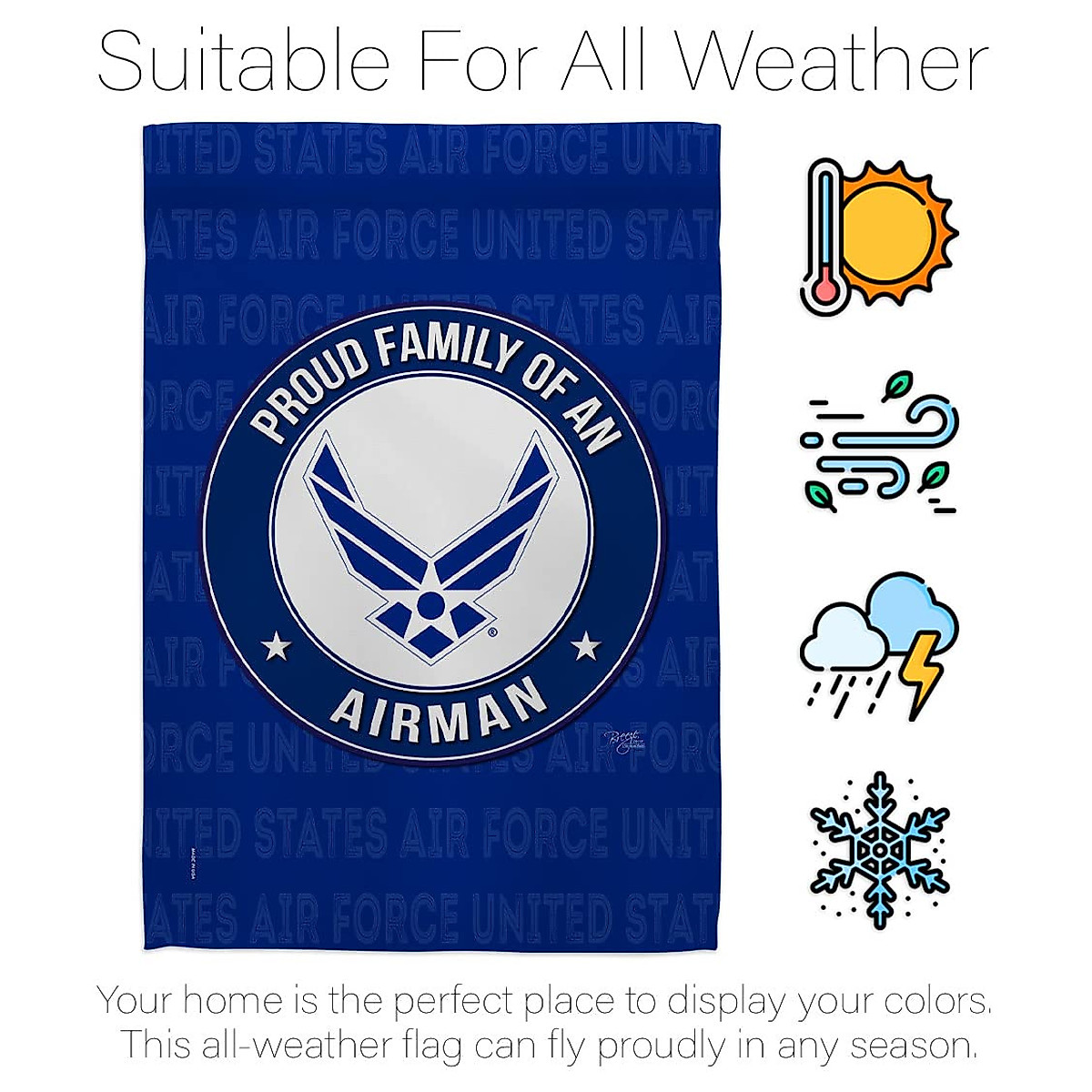 Proud Family Airman Garden Flag - Armed Forces Air Force USAF United State American Military Veteran Retire Official - House Decoration Banner Small Yard Gift Double-Sided Made In USA 13 X 18.5