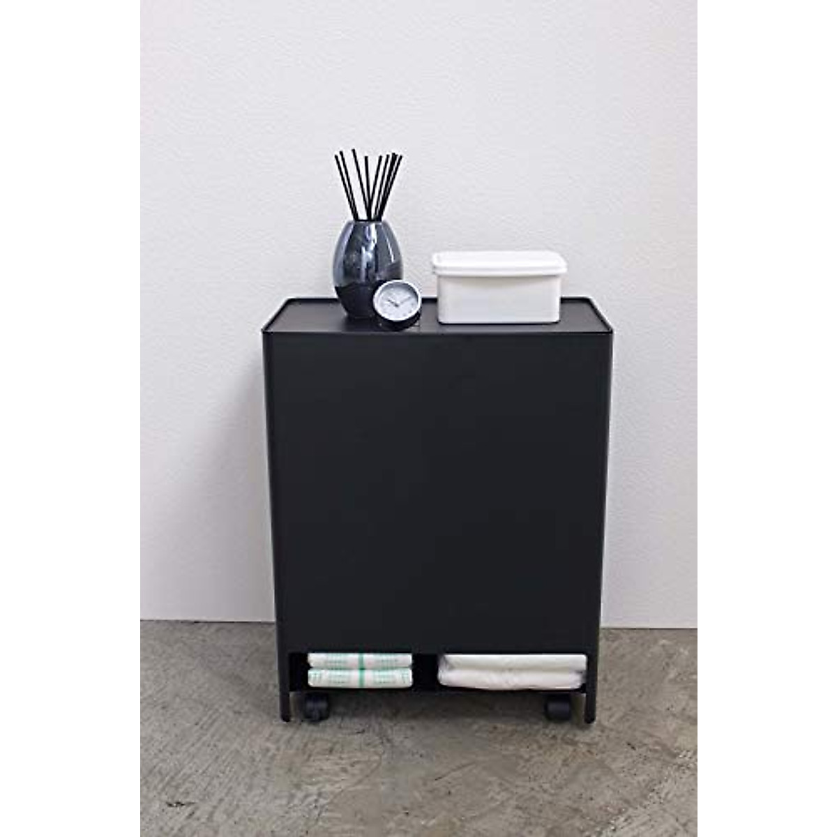 Yamazaki Home Organizer Stacker/Nursery Diaper Dispenser | Steel | Rolling Carts, One Size, Black
