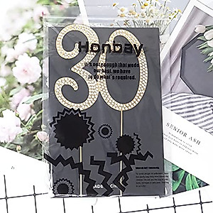 Honbay 30 Cake Topper Sparkly Crystal Rhinestones Cake Topper Cake Decoration for 30th Birthday Party or or 30th Wedding Anniversary (Gold)