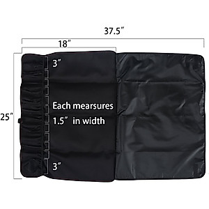 Tosnail Chef Knife Case Roll Bag with 21 Slots & 1 Large Zipper Pocket, Easy Carry Handle and Shoulder Strap - Black