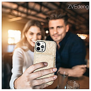 ZVEdeng Wallet Case for iPhone 12 Pro Max, Zipper Wallet Card Holder Case with Crossbody Chain Wrist Strap Leather Handbag for Women Protective Case for iPhone 12 Pro Max 6.7'' Lizard Skin Apricot