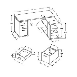 Monarch Specialties Hollow-Core Left or Right Facing Corner Desk, Dark Taupe