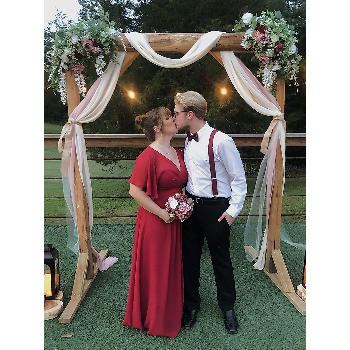 Alizeal Men's Y-Back Adjustable Suspender and Bowtie Set (Dark Purple)