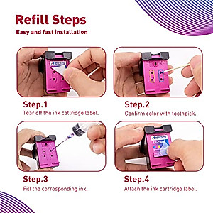 HOTCOLOR Ink Refill Kit 100ML for hp 67 Ink Refill kit 67XL for Envy 6052 6055 Deskjet 1255 2752 Envy Pro 6452 6455 6458(1BK/1C/1Y/1M, 4Pack)