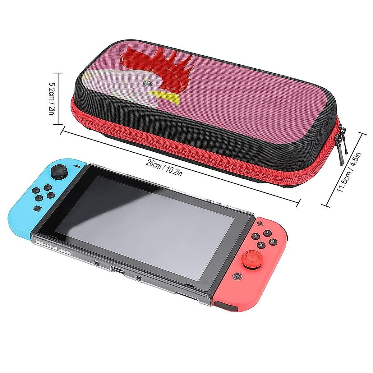Chicken Pink Rooster Travel Carrying Case Game Bag for Nintendo Switch Console Accessories Holds 20 Game Card Bag