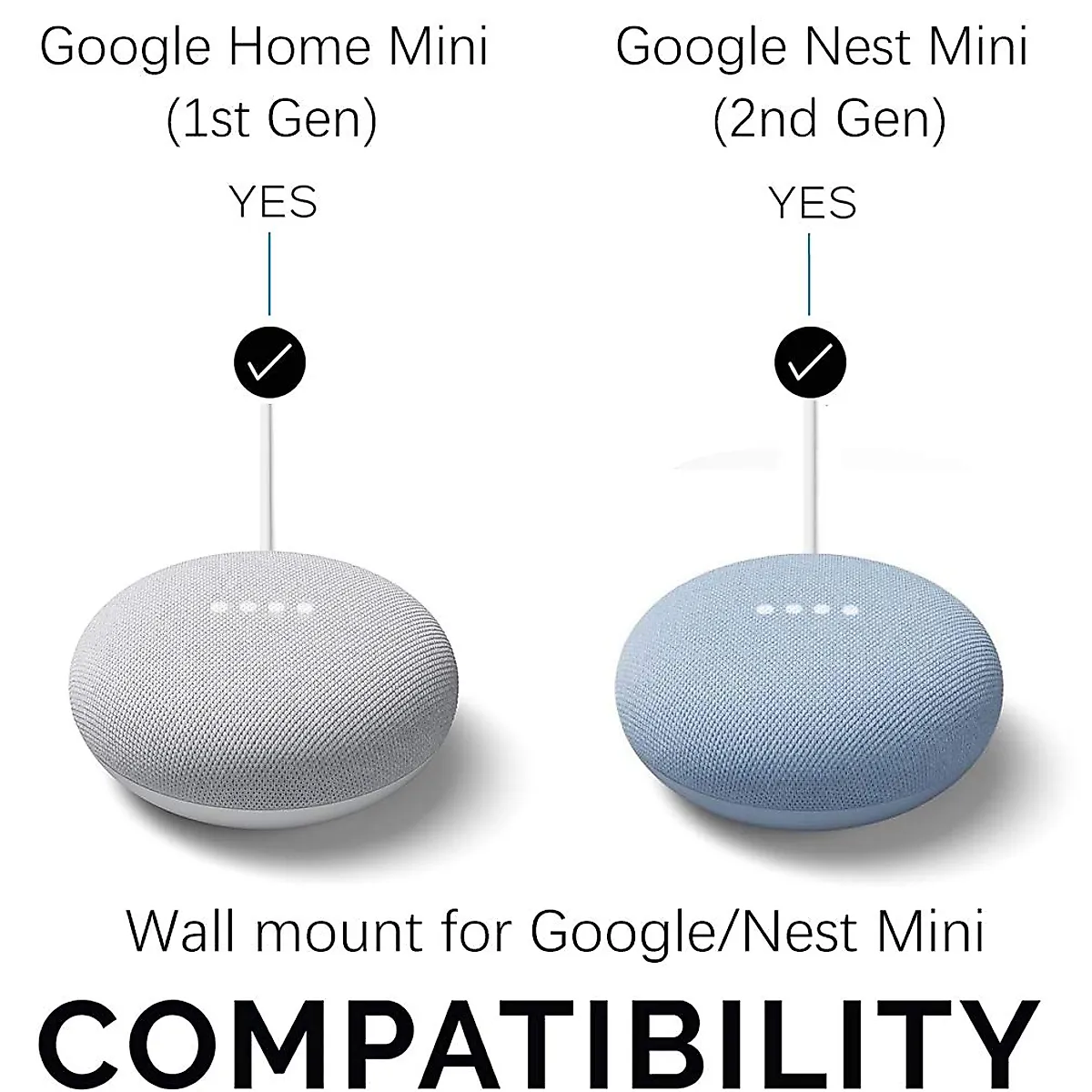 Outlet Wall Mount Holder for Google Home Mini, Perfect Space-Saving Cord Management for Google Home Mini Voice Assistant (2 Pack)