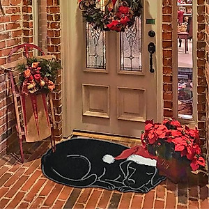 Christmas Dog Rug, 35×20'' Fun Dog Carpet Door Mat, Non Slip Washable Welcome Door Mat, Cute Christmas Winter Doormats for Indoor Outdoor Entrance Home Bathroom Bathroom Living Room (C)